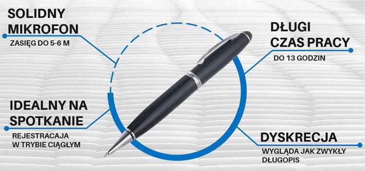 Dyktafon cyfrowy w długopisie SK-021 8GB - Sklep Optykapro.pl